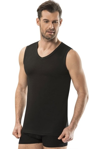 Jiber Erkek 4'lü Siyah V Yaka Sıfır Kol Pamuklu Atlet Jiber Erkek 4'lü Siyah V Yaka Sıfır Kol Pamuklu Atlet