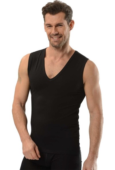 Jiber Erkek 3'lü Likralı V Yaka Kolsuz Atlet