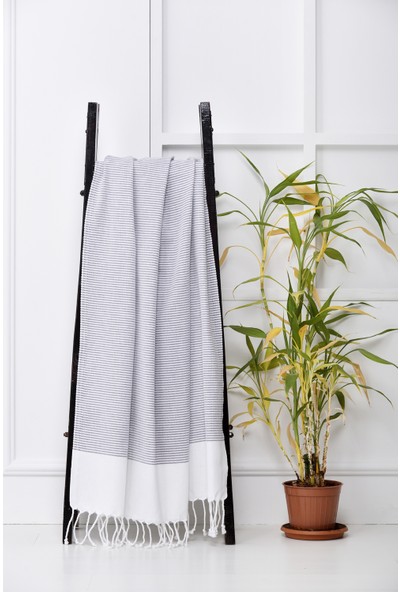 Modexto Buldan Siyah Çizgili %100 Pamuk Peştemal