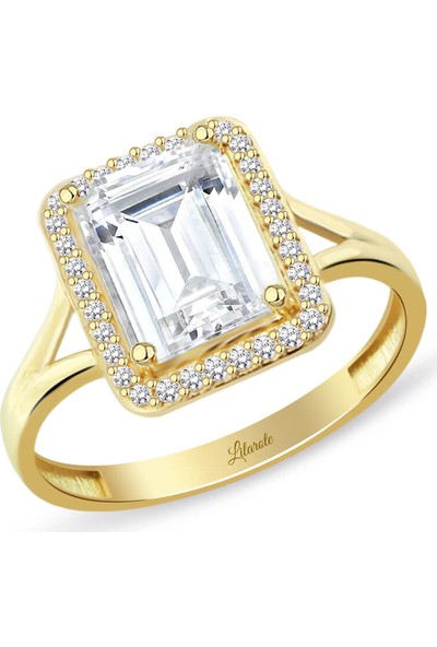 Lilarote Taşsız Iki Kol Baget Kare Altın Yüzük