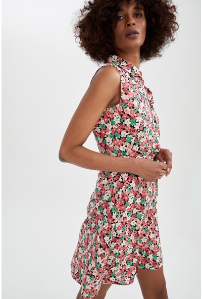 DeFacto Çiçek Desenli Relax Fit Yazlık Mini Gömlek Elbise U0158AZ21SM DeFacto Çiçek Desenli Relax Fit Yazlık Mini Gömlek Elbise U0158AZ21SM