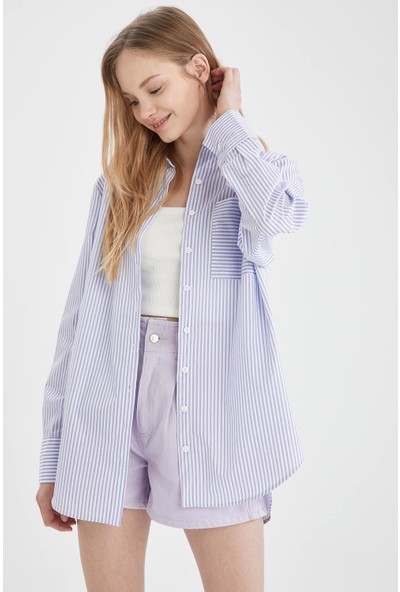Defacto Çizgili Relax Fit Gömlek Tunik U9168AZ21SM