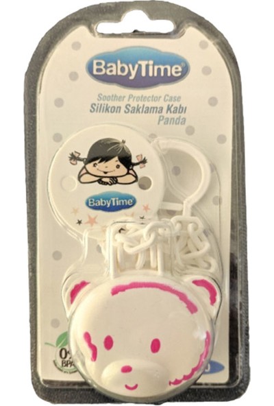 Babytıme Askılı Silikon Emzik Saklama Kabı Panda Beyaz BT200 Babytıme Askılı Silikon Emzik Saklama Kabı Panda Beyaz BT200