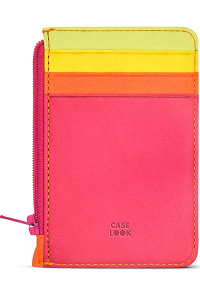 Case Look Kadın Deri Fuşya Renkli Fermuarlı Kartlık Sophie 05