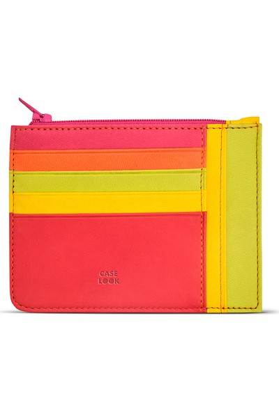 Case Look Kadın Deri Kırmızı Renkli Fermuarlı Kartlık Pia 02