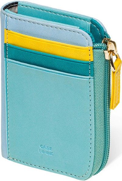 Case Look Kadın Deri Turkuaz Renkli Fermuarlı Küçük Cüzdan Angel 02