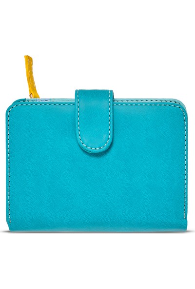 Case Look Kadın Deri Mavi Renkli Çıtçıtlı Cüzdan Paris 02
