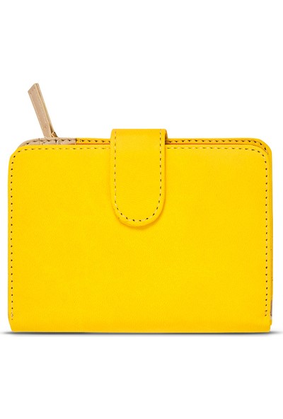 Case Look Kadın Deri Sarı Renkli Çıtçıtlı Cüzdan Paris 03