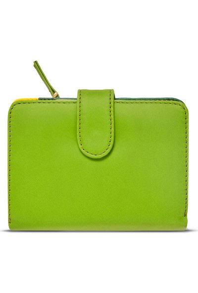 Case Look Kadın Deri Yeşil Renkli Çıtçıtlı Cüzdan Paris 05