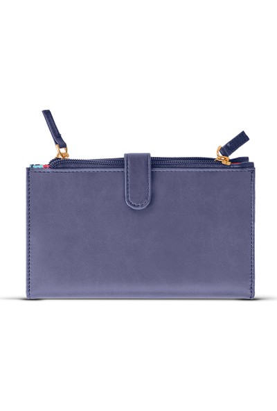 Case Look Kadın Deri Lacivert Cep Telefon Bölmeli Cüzdan Sasha 03