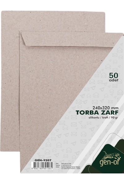 Gen-Of A4 Torba Zarf Kraft Silikonlu 90 gr 24 x 32 cm 100'LÜ