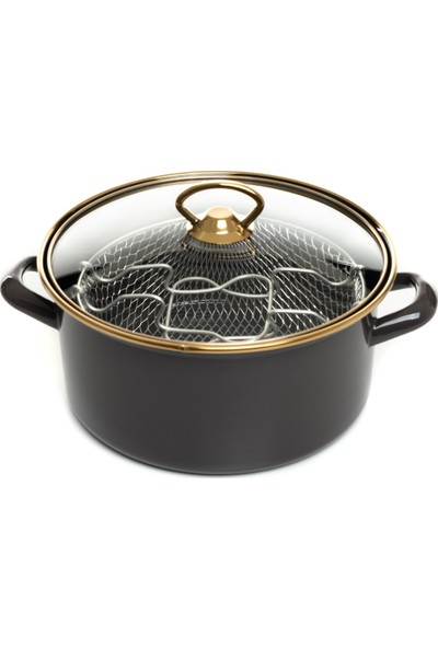 Bonera Emaye Kızartma Tenceresi 22 cm. Gri Bonera Emaye Kızartma Tenceresi 22 cm. Gri