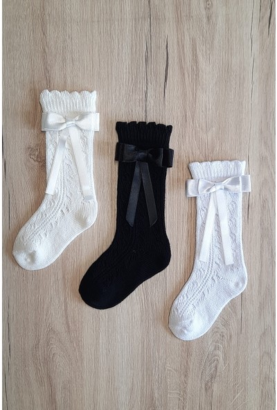 Igloo Socks Igloo File Dizaltı Fiyonklu 3'lü Kız Çocuk-Bebek Çorabı