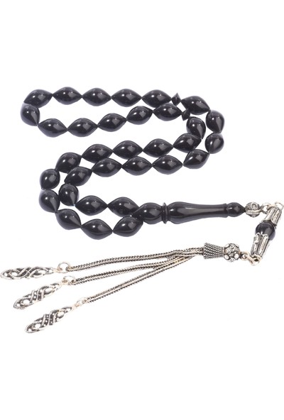 Som Gümüş & Tesbih 925 Ayar Gümüş Püsküllü Ateş Kehribar Tesbih