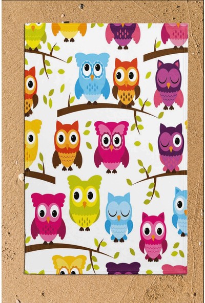 Osso Renkli Sevimli Baykuşlar 3D Desenli Banyo & Plaj Havlusu