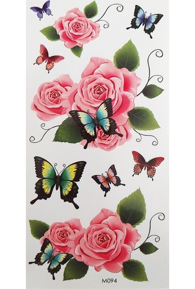 Takıştır Geçici Gül ve Kelebek Dövme Tattoo