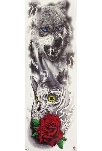 Takıştır Geçici Kurt ve Gül Modelli Kol Dövme Tattoo Takıştır Geçici Kurt ve Gül Modelli Kol Dövme Tattoo