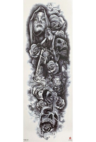 Takıştır Geçici Kadın ve Kurukafa Modelli Kol Dövme Tattoo