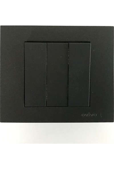 Ovivo Grano Siyah Üçlü Anahtar+Çerçeve Ovivo Grano Siyah Üçlü Anahtar+Çerçeve