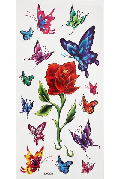 Takıştır Geçici Çiçek ve Kelebek Dövme Tattoo