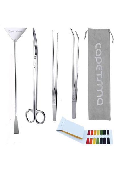 Aqua Capetsma Paslanmaz Çelik Bitki Alet Seti ve 80 Ph Test Kağıdı