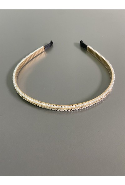 Takıştır Beyaz Renk Incili Taş Detaylı Taç