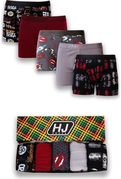 Harry Jons Erkek 5'li Desenli Renkli Pamuklu Premium Paket Boxer Harry Jons Erkek 5'li Desenli Renkli Pamuklu Premium Paket Boxer