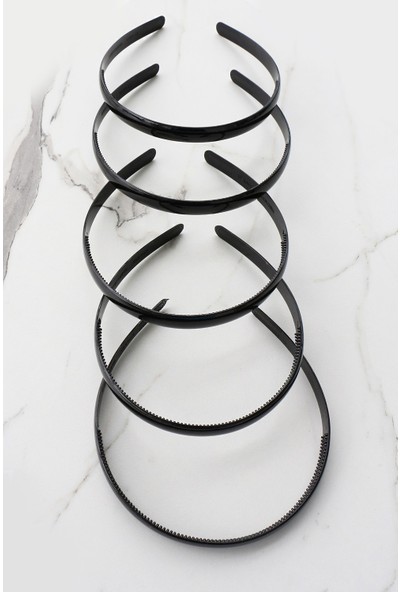 Takıştır Siyah Renk Beşli Düz Mika Taç Set