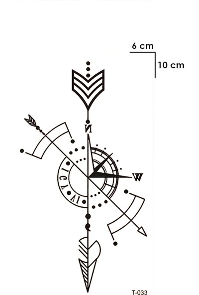 Takıştır Geçici Pusula ve Ok Mini Dövme Tattoo Takıştır Geçici Pusula ve Ok Mini Dövme Tattoo