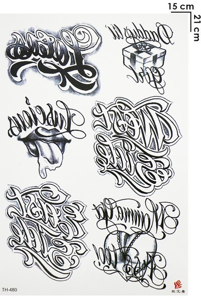 Takıştır Gerçekçi Geçici Yazılı Dövme Tattoo