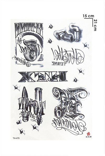 Takıştır Gerçekçi Geçici Yazılı Karışık Dövme Tattoo