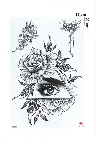 Takıştır Gerçekçi Geçici Gül ve Göz Dövme Tattoo Takıştır Gerçekçi Geçici Gül ve Göz Dövme Tattoo