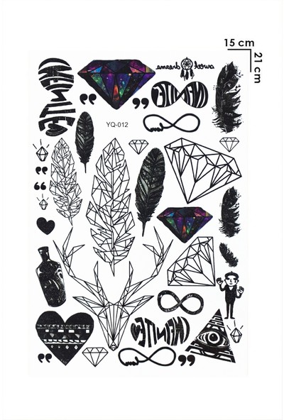 Takıştır Gerçekçi Geçici Elmas, Tüy ve Karışık Dövme Tattoo Takıştır Gerçekçi Geçici Elmas, Tüy ve Karışık Dövme Tattoo