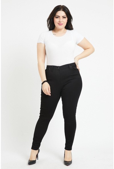 Kasheha Kadın Siyah Büyük Beden Full Likralı Yüksek Bel Gabardin Pantolon - BUY6097103 Kasheha Kadın Siyah Büyük Beden Full Likralı Yüksek Bel Gabardin Pantolon - BUY6097103