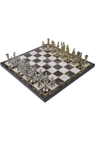 Elifeshop Esrmg4 Metal Satranç Takımı Krom Kaplama Roma Ordusu Gold Set & Siyah Mermer Desenli Tahta Elifeshop Esrmg4 Metal Satranç Takımı Krom Kaplama Roma Ordusu Gold Set & Siyah Mermer Desenli Tahta