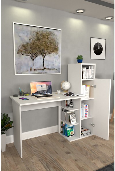 Moonlife Diamond Dolaplı Çalışma Masası Beyaz