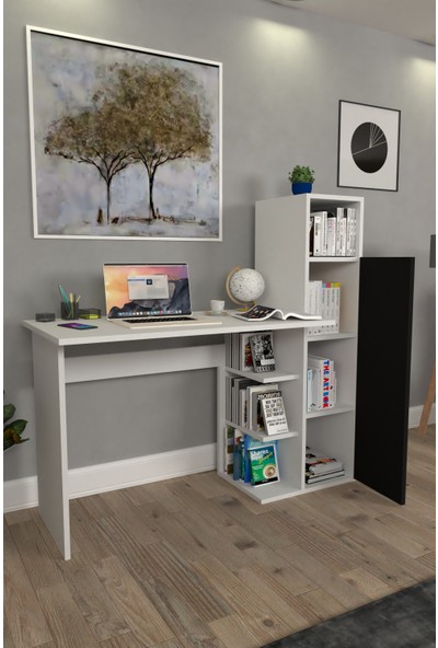 Moonlife Diamond Dolaplı Çalışma Masası Beyaz Siyah Moonlife Diamond Dolaplı Çalışma Masası Beyaz Siyah