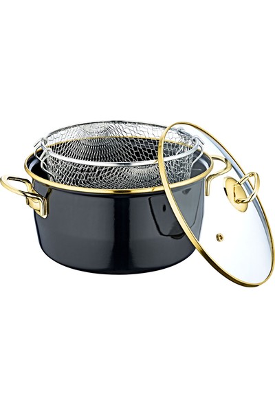 Oms Emaye Kızartma Tencere Siyah 22 cm. Oms Emaye Kızartma Tencere Siyah 22 cm.