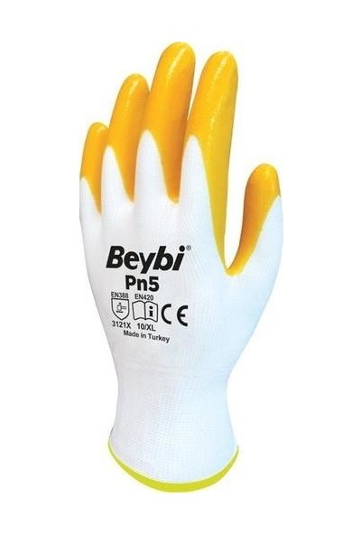 Beybi Pn5 Örme Nitril Sarı Işçi Eldiveni NO-10XL 12'li