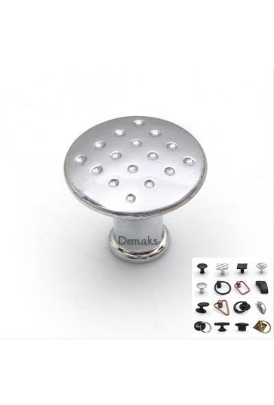 Demaks Noktali Düğme Krom Tek Vidalı Mobilya Dolap Çekmece Kulpları