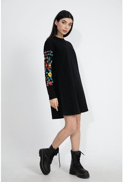 VprModa Kolları Çiçek Desenli Kadın Tunik Elbise