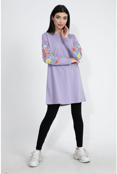 VprModa Kolları Çiçek Desenli Kadın Tunik Elbise