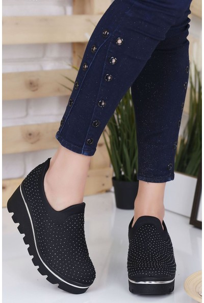 Doçka Doçka-Kadın Siyah Dolgu Topuk Spor Tarz Ayakkabı BR1005