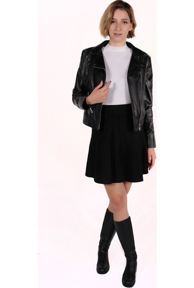 Woog Besa Model Kadın Siyah Hakiki Deri Ceket Woog Besa Model Kadın Siyah Hakiki Deri Ceket