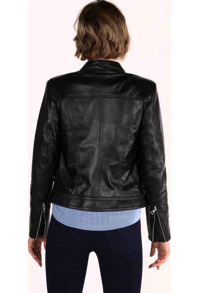 Woog Cristina Model Kadın Siyah Hakiki Deri Ceket Woog Cristina Model Kadın Siyah Hakiki Deri Ceket