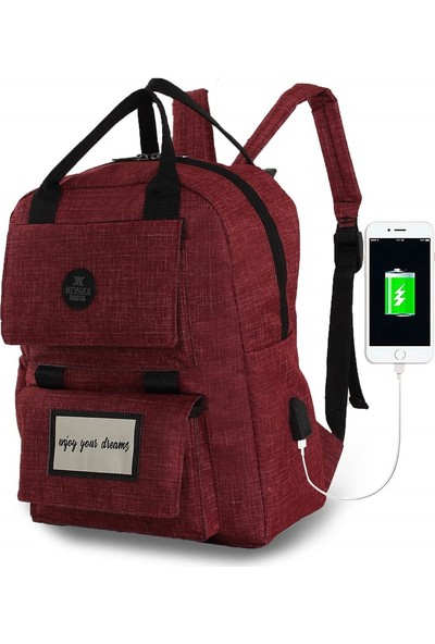 My Valice Smart Bag Usb'li Anne Bebek Bakım ve Sırt Çantası 1403 Bordo
