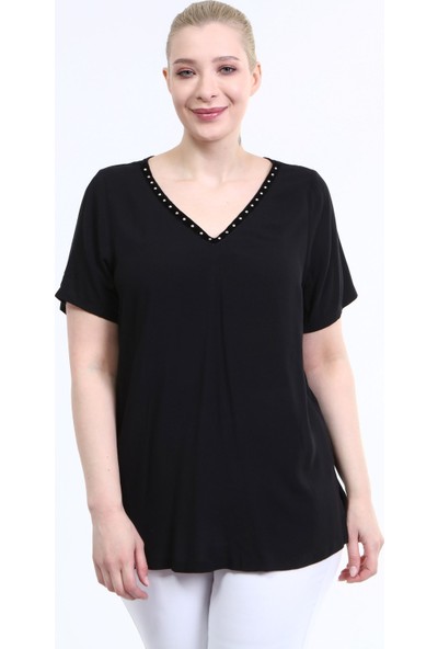 Myline V Yaka Şerit Detay Bluz