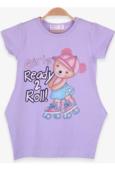Breeze Kız Çocuk Tunik Patenli Ayıcık Baskılı Lila (2-6 Yaş)