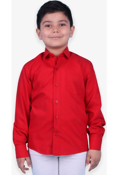 Ebru Erkek Çocuk Gömlek Basic Kırmızı (3-14 Yaş)