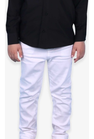 Terry Erkek Çocuk Gabardin Pantolon Beyaz (5-12 Yaş)